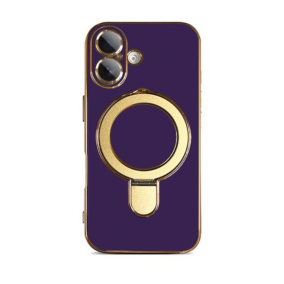 Dark Purple | iPhone Magsafe Stand Gold Edge Plating Case – graffittibox