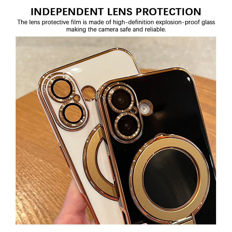 Light Gray | iPhone Magsafe Stand Gold Edge Plating Case – graffittibox